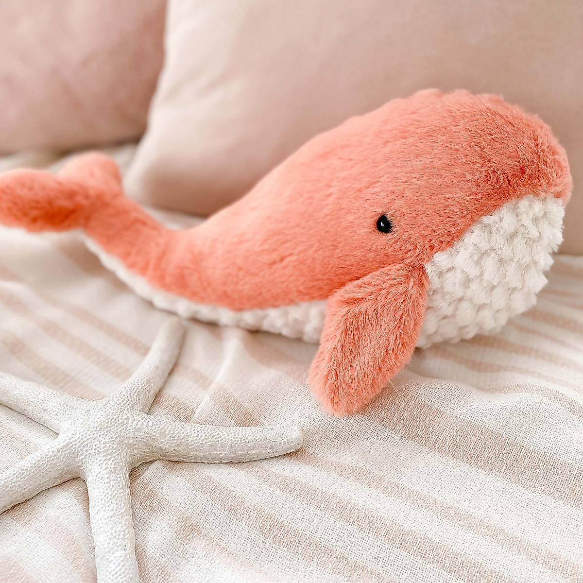 MON AMI Coral The Whale Stuffed Animal – 12”, Whale Plush Toy, Use as Toy or Nursery Room Décor, Great for Kids of All Ages, Ocean Animals