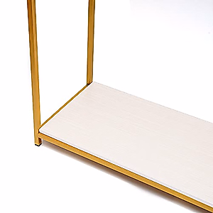 LGODDYS Gold Metal Clothing Rack with 3 Wood Shelf Heavy Duty Freestanding Garment Rack Wedding Dress Retail Studio Display Stand Shoes Bags Clothes Organizer Storage Shelves