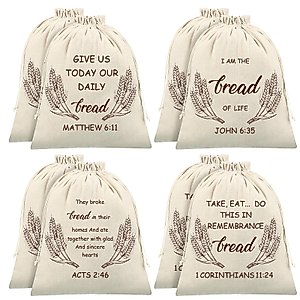 Vesici 8 Pcs Large Linen Bread Bag for Homemade Bread Reusable Container and Saver Drawstring Storage Bags Unbleached Storage Container Keeper for Bakery 12" x 15" (Elegant Style)