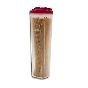 Bella Electronics Pasta/Noodle Cereal Keeper Plastic Tall Jar with Lid (Maroon Rectangular, 11 inches)