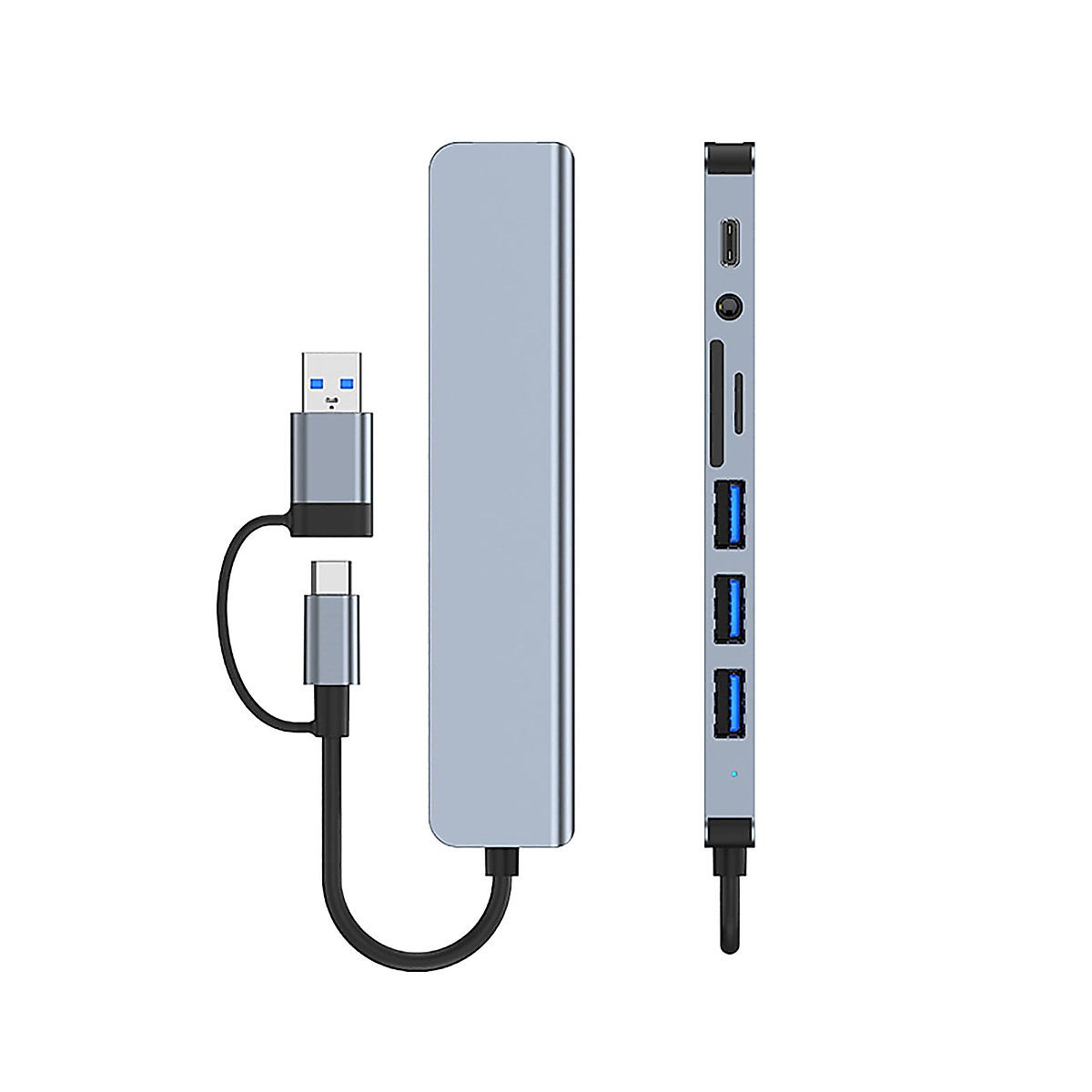 8 in 1 USB-C Hub, with 100W Power Output, 4K 60Hz HDMI Port, 10Gbps USB C and 2 USB A Data Ports, Ethernet Port, MicroSD & SD Card Reader, Household Office Necessities