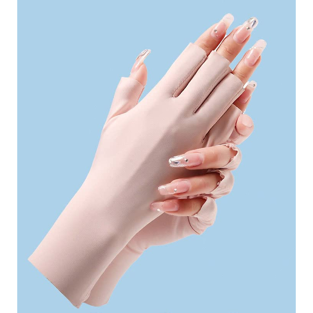 Vikodah Women Fingerless Gloves Summer UV Protection Gloves Cool Ice Silk Gloves Sun Block Driving Gloves Unisex