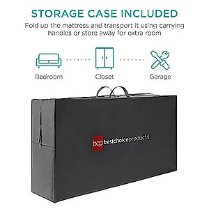 Best Choice Products 4in Portable Mattress Folding Mattress Topper Twin for Camping, Guest, Toddler, Foam Plush w/Carry Case - Gray