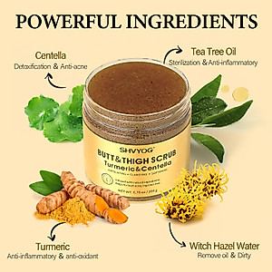Butt Scrub Wash, Butt Scrub Exfoliator with Turmeric & Centella for Butt Acne Clearing Treatment, Booty Scrub Body Exfoliator for Thigh Acne, Ingrown Hair, Bikini, Razor bump, Cellulite Clearing