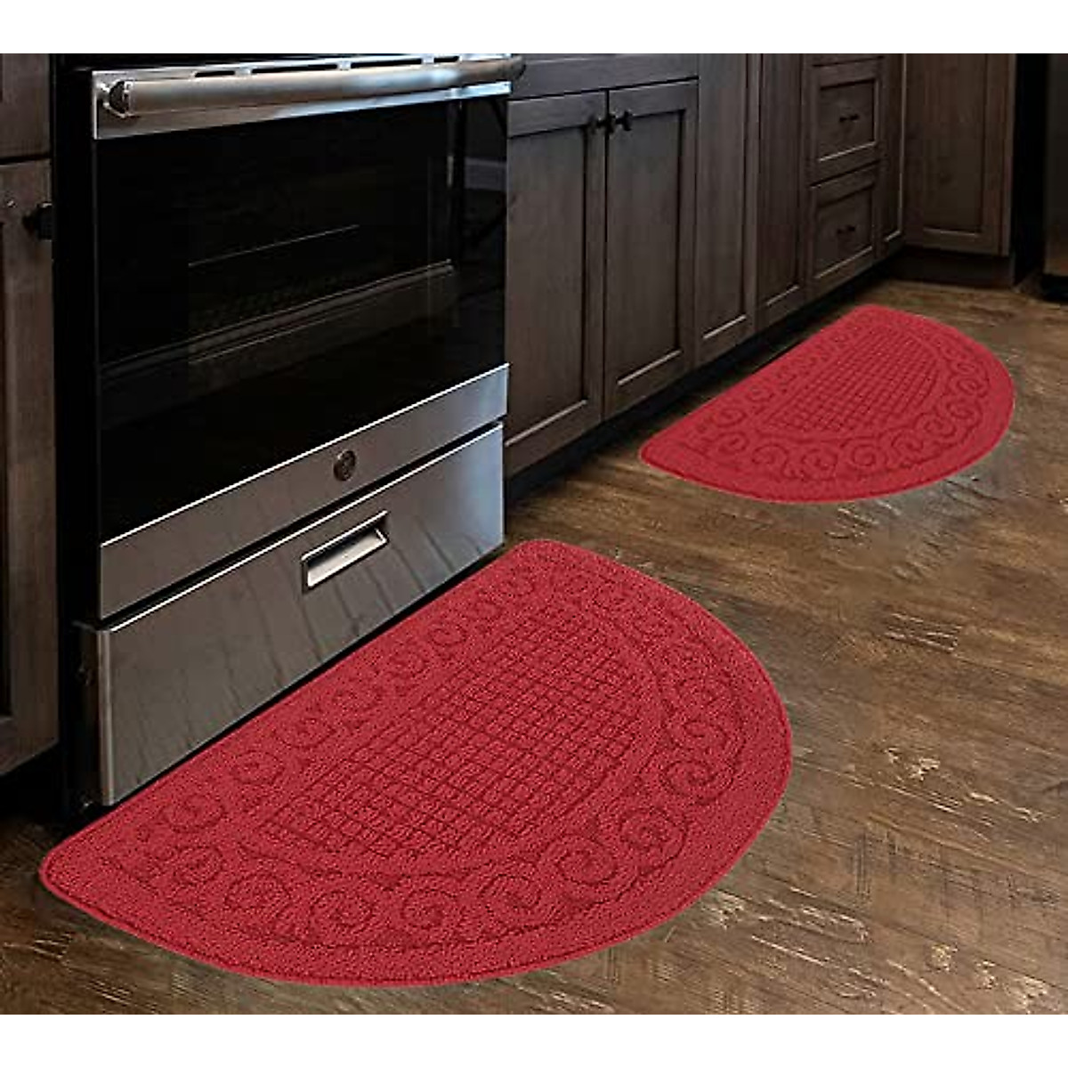 Kitchen Rugs for Floor 2 Piece 18”X30”, Non Skid Washable Kitchen Mats, Absorbent Standing Rug, Throw Rug,Half Circle Carpet for Sink,Laundry Room Area Kitchen Decor