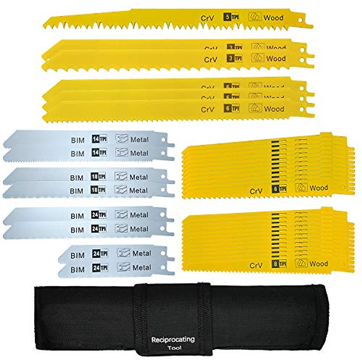 36PCS Reciprocating Saw Blades LEILUO Pruning Saw Blade for Wood Metal Plastic Sawsall. Blades Set fit DeWalt Bosch Makita Milwaukee Porter-Cable Ryobi Ridgid Black&Decker Skil Craftsman