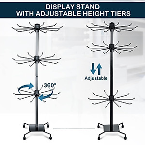 BBTO 2 Pcs Rotating Display Stand Jewelry Display Rack with Hooks Metal Earrings Stand for Vendors Necklace Bracelet Selling(Black,28.35 x 11.81 Inch)