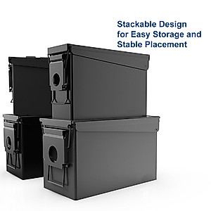 PATRON 30 Cal Ammo Can Metal 9mm Ammo Box storage crate case For Shotgun bullet Rifle Nerf Ammunition Waterproof case-gard organizer(Black)