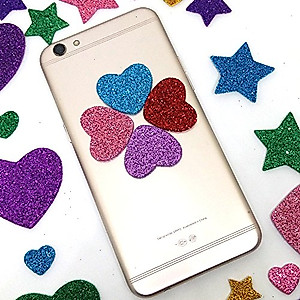 260 Pieces Colorful Glitter Foam Stickers Self Adhesive Stars Mini Heart Shapes Glitter Stickers, Kid's Arts Craft Supplies Greeting Cards Home Decoration Stars&Heart Shapes