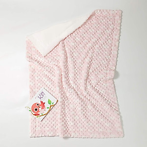 Plush Embossed Raised Dot Baby Blanket for Boys and Girls, Soft Velbo Mink Dotted Double Layer Receiving Blanket Bamboo Fabric Backing for Newborn Premium Quality Blanket, Pink 50" x 60