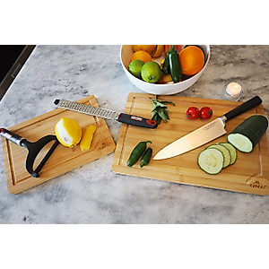 Ginsu Cutting Board Set – 3Pcs Bamboo Cutting Board for Chopping, Slicing, Dicing – Heavy Duty Butcher Block Countertop Household Supplies – Protects Cooking Surface, Knife Blade