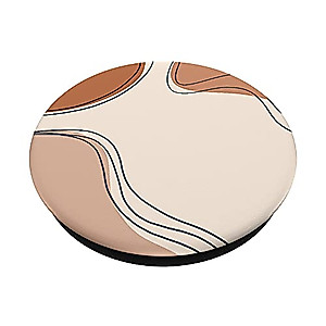 Minimalist Neutral Cream Color Light Brown Line Art PopSockets Swappable PopGrip