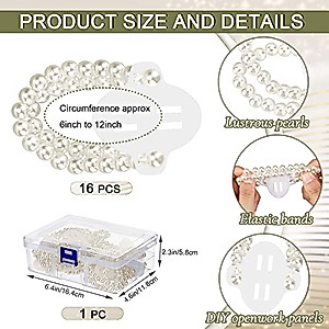 BOARDFEB Corsage Wristlet Band 16 Pcs Elastic Pearl Bracelet Wrist Corsage Bracelets DIY Flower Bracelet with Storage Box for Bride Prom Accessories Wedding Party Decorations