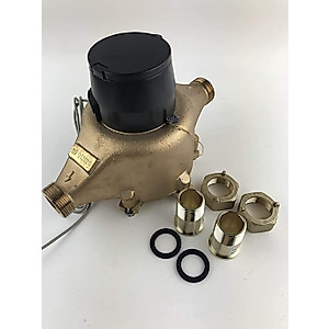 DAE PD-100 1" Non Lead NSF61, IP68 Positive Displacement Water Meter, 1" NPT Couplings, Pulse Output, Gallon