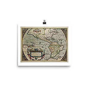 Vintage Antique Abraham Ortelius 1598 America Map Cartography Decor Art Poster Print