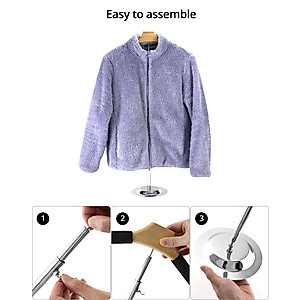 QWORK Adjustable Metal T-Shirt Display Stand, 2 Pack Foam & Wire Clothes Hanger Rack -16" to 28" for Coat Clothing Garment Retail, Craft Show