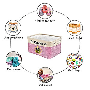 Custom Name Collapsible Dog Toy Storage Basket Bin World's Best Dog Cavalier King Charles Spaniel Pup Foldable Pet Toy Box Closet Shelf Baskets Organizer for Bedroom Home Dog Cat with Handles Gray