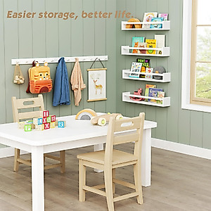 Forbena White Coat Hooks Wall Mount for Hanging 4 Pack, 16 Inch Wood Entryway Coat Rack Wall Mounted Heavy Duty, Modern Large Wall Hooks for Hats Kids Clothes Bags Purses Caps Closet - 16 Hooks