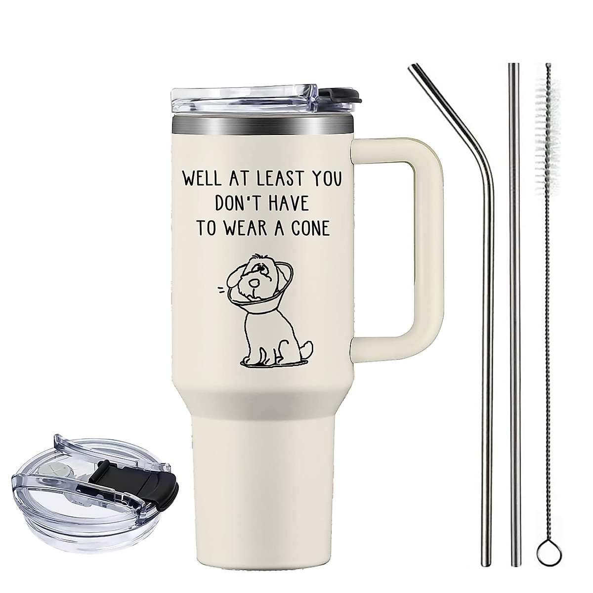 Get Well Soon Gifts for Women & Men, Get Well Soon Tumbler 40oz, After/Post Surgery Recovery Gift for Chemo Patients Cup, Feel Better Gifts - Well At Least You Don't Have To Wear A Cone