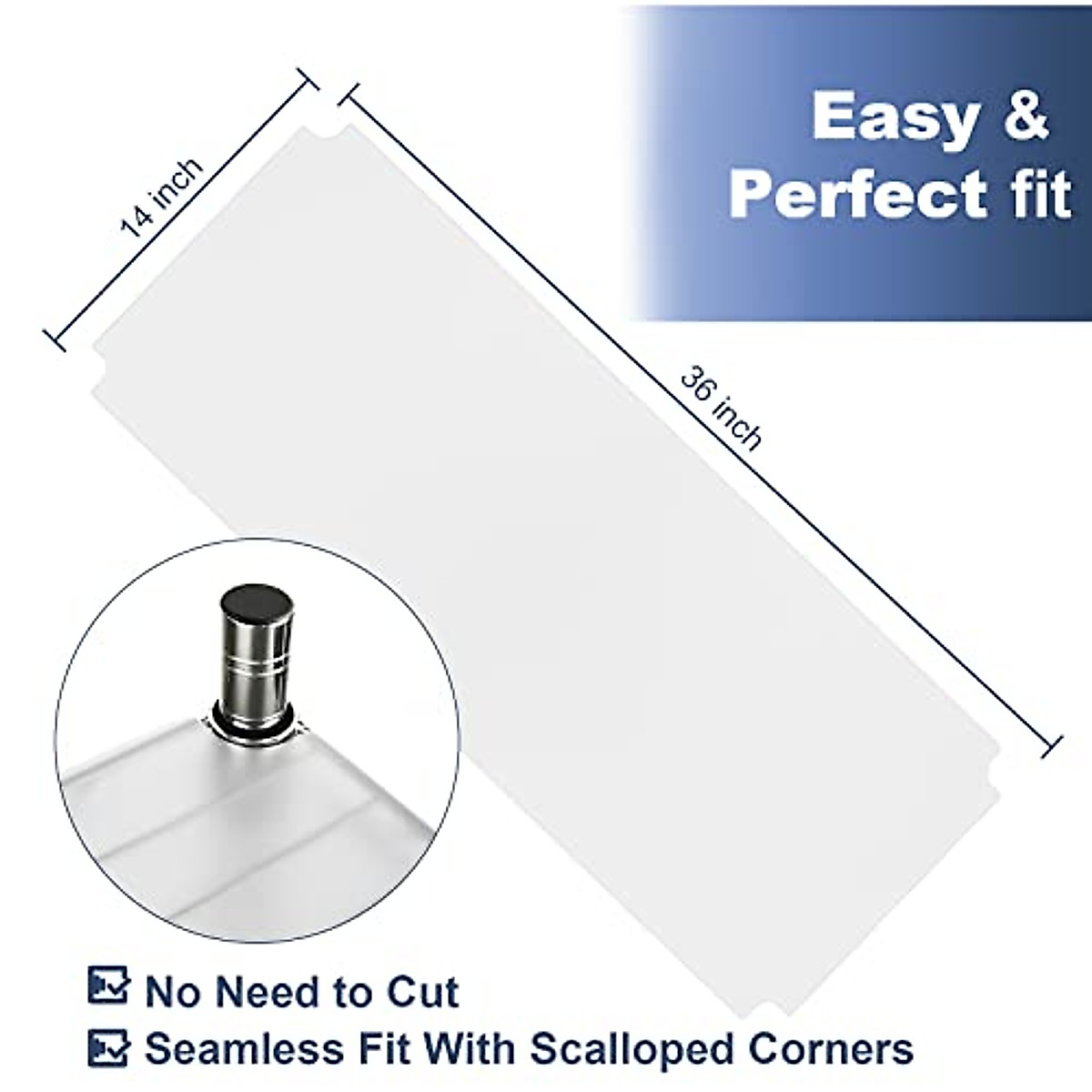Shelf Liners for Wire Shelving - Wire Rack Pantry Shelf Liner - Set of 4-14 X 36 Inch - Plastic Shelf Mats for Wire Shelves