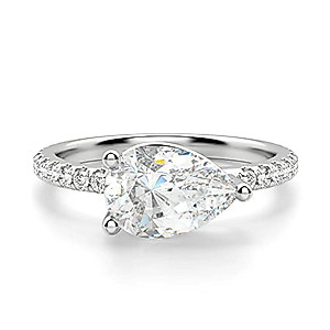 3 CT Pear Moissanite Engagement Ring Wedding 925 Sterling Silver,10K/14K/18K Solid Gold Wedding Ring Set Solitaire Accent Halo Style, Silver Anniversary Promise Ring Gift for Her (Cubic-Zirconia)