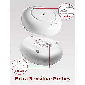 X-Sense Water Leak Detector, Water Sensor Alarm, Mini Water Detector Alarm with 110 dB Audio Alarm, Battery-Powered, Water Alarms for Basements, Sinks, Tanks, Pools, Model WS01