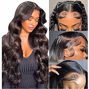 MAKATI 26Inch Body Wave Lace Front Wigs Human Hair 13X4 Lace Front Wigs Human Hair Pre Plucked With Baby Hair 180% Density Glueless Transparent HD Lace Frontal Wigs Human Hair Wigs For Black Women