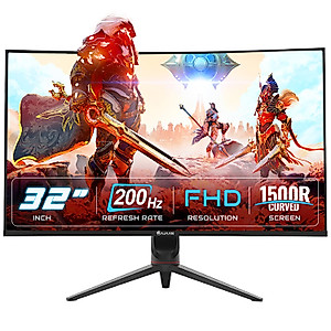 HAJAAN 32” Inch FHD 1080p Curved Gaming Monitor with RGB Lighting 200Hz Refresh Rate with VA Display, Built-in Speakers, Tilt Adjustment, Wall Mountable 2X HDMI, DP (X3223C) -Black