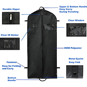 Simple Houseware 60-Inch Heavy Duty Garment Bag For Suits, Tuxedos, Dresses, Coats