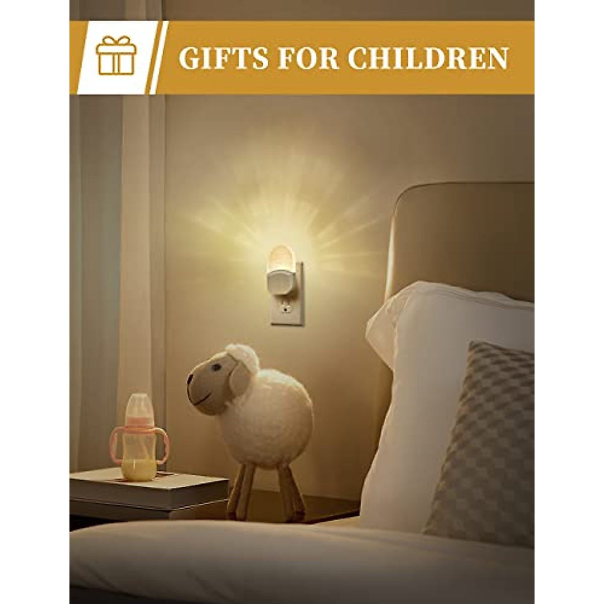 DORESshop LED Night Light, Baby Night Light [4 Pack], Plug in Night Light with Auto Dusk to Dawn Sensor, Adjustable Brightness Night Light for Kids, Bathroom, Bedroom, Nursery Room, Soft White 3000k