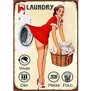 Vintage Rusty Metal Sign Laundry Room Wall Decor for Bars,Restaurants,Cafes Pubs 12" X 8"in