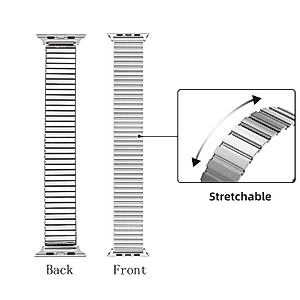 Designed specifically for Apple Watch Ultra 2 49mm Stretchable Elastic Sport Metal bands Compatible with Apple Watch Ultra 49mm Smart Watch stainless steel expansion watchband Silvery