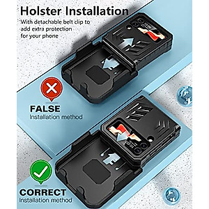 for Samsung Galaxy Z-Flip4 5G Case: Military Grade Protection Shockproof Cell Phone Case with Kickstand & Holster | Protective Drop Proof Rugged Cover for Galaxy Z Flip 4