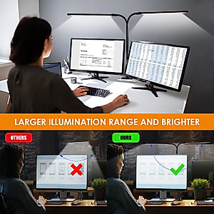 CeSunlight Desk Lamp, Clamp on Lamp with 2 LED Tubes, 13W, 1200 LMS, 3 Color Modes, 10 Brightness Levels, 18.5 Inches Flexible Gooseneck LED Clip Book Light for Reading, Working (Adapter Included)