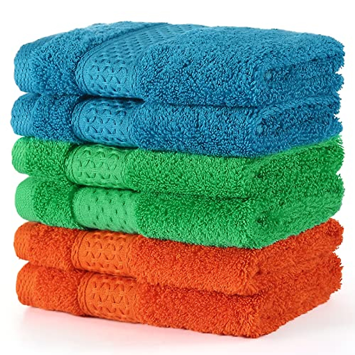 Chiicol Cotton Wash Cloths Absorbent Bath Washcloths for Body and Face - Hotel Towels for Bathroom in Bulk. Durable,Soft Bath Rags, Wash Rag (Multicolor)