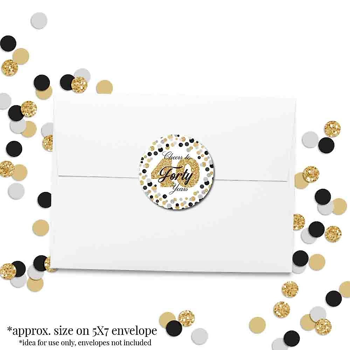 Cheers to 40 Years Party Sticker Labels, 40 2" Party Circle Stickers by AmandaCreation, Great for Party Favors, Envelope Seals & Goodie Bags