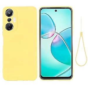 Case for Infinix Hot 20S, Liquid Silicone Protective Phone Case for Infinix Hot 20S with Silicone Lanyard, Slim Thin Soft Shockproof Cover for Infinix Hot 20S Silicone Case Yellow
