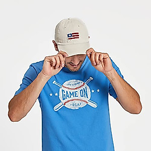 Life is Good. Tattered Chill Cap American Flag, Bone White