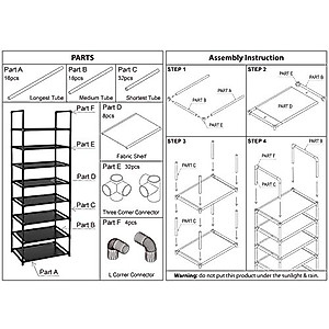 FIDUCIAL HOME 8 Tiers Shoe Rack 16-20 Pairs Sturdy Shoe Shelf