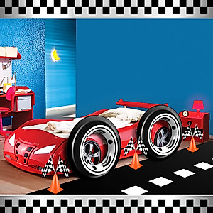 24 Pieces Race Car Party Supplies Include Traffic Cones Checkered Flag Race Flags Checkered Tablecloth Race Track Running Mat and Tire Tube Swimming Ring for Car Themed Birthday Party Decorations