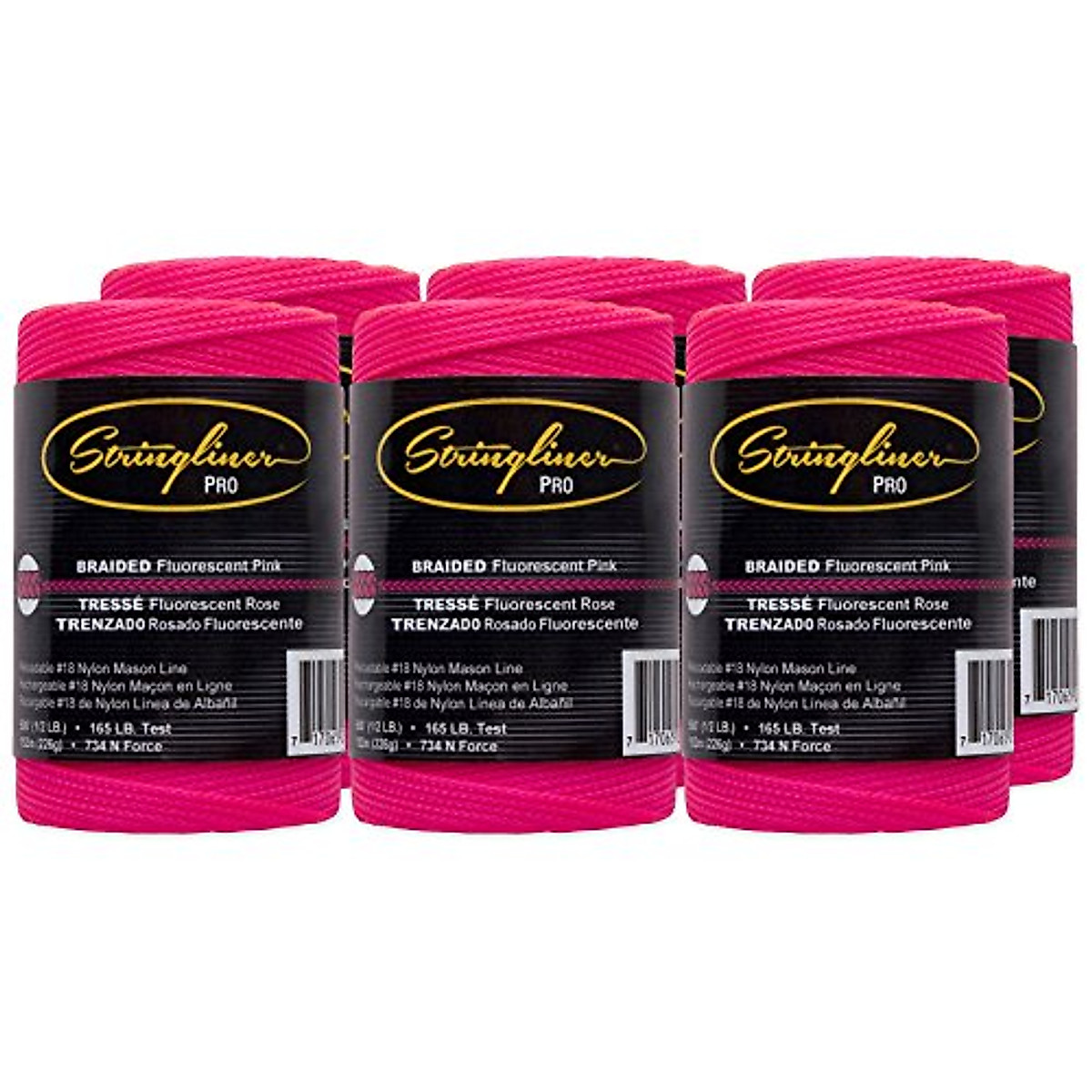 Stringliner Braided Mason Line Replacement Roll Contractor Pack 500' - Pink (Pack of 6) - SL35462CPK