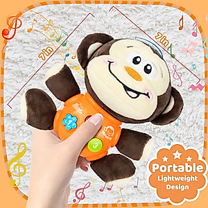 Vanmor Plush Monkey Baby Toys, Newborn Baby Musical Toys for Baby 0 to 36 Months, Stuffed Animal Light Up Baby Toys for 0 3 6 9 12 Months Infants Babies Boys Girls Toddlers Gifts