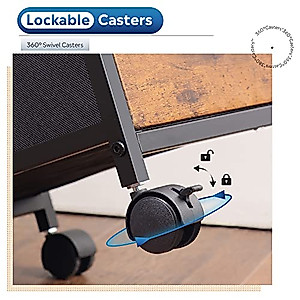 DEVAISE 2 Drawer Mobile File Cabinet, Rolling Printer Stand, Fabric Vertical Filing Cabinet fits A4 or Letter Size for Home Office, Rustic Brown Wood Grain Print