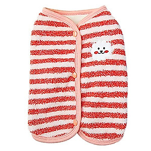 Jecikelon Cute Puppy Sweater Warm Dog Winter Clothing Doggie Cotton Clothes with Pocket Pet Stripes Sweater for Small Dogs (Red1, Small)