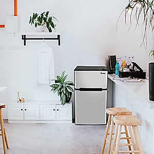 2-Door Design Refrigerator|Compact Fridge Includes A Freezer And A Refrigeration Compartment|Quiet Small Refrigerator For Office Dorm Or Apartment