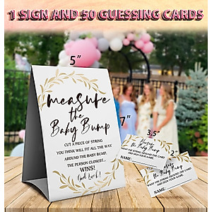 Muruseni Measure Mommy's Belly, Baby Shower Game Pack, 50 Guessing Cards, 7 x 5 Inches