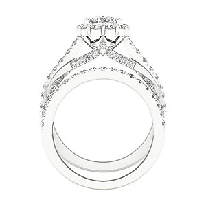 MOTIEL Moissanite Engagement Ring For Women 1-3/4ct.tw. Pear-shaped Lab Grown Moissanite Wedding Set 925 10k 14k 18k Gold Ring Personalized Ring Jewelry (White Gold)