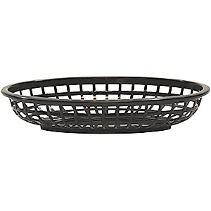 TableCraft 1074BK 9-3/8" x 6" Black Oval Basket - Dozen