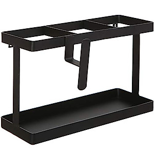 MyGift Wall Mounted Black Metal Hair Styling Tool Organizer Caddy, Bathroom Countertop Vanity Storage Rack for Hair Styler Tools, Blow Dryer, Curling Iron, and Flat Iron Holder Rack