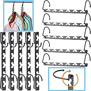 Space Saving Hangers Magic Hanger Closet Space Saver Organizers and Storage Wardrobe Space Saving Clothes Hangers Space Saving Hangers for Clothes Hanger Organizer (Black-Metal)